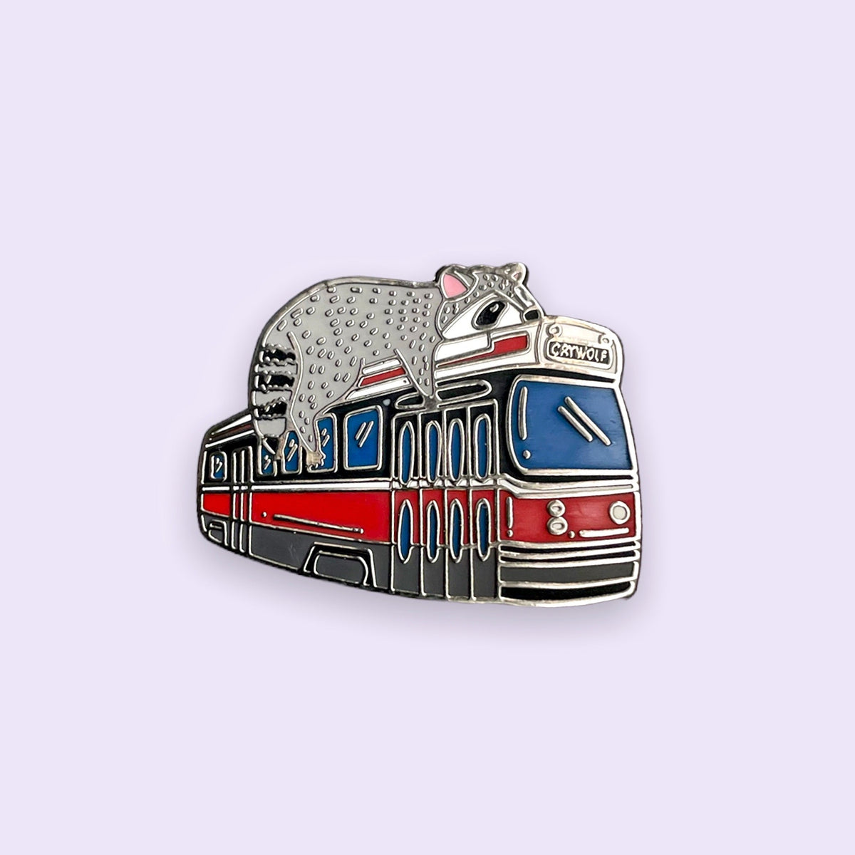 Streetcar Raccoon Enamel Pin | fun, affordable, cute | Crywolf