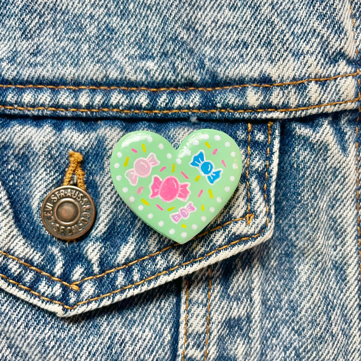 Clay Pin - Bon Bon Heart | fun, affordable, cute | Crywolf