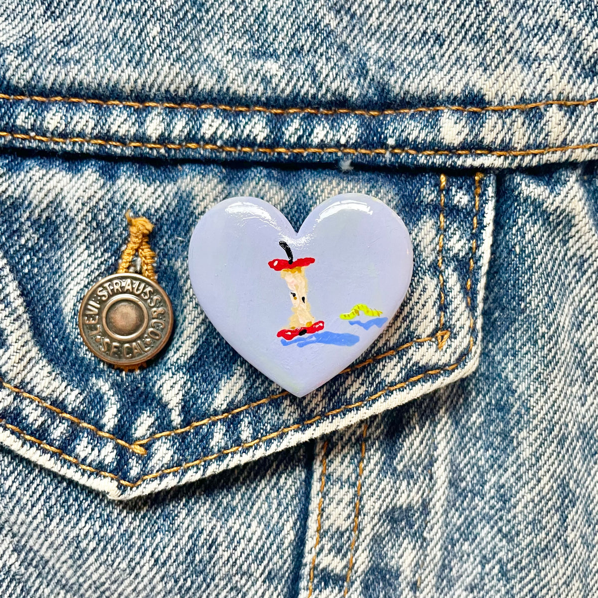 Clay Pin - Bad Apple Heart | fun, affordable, cute | Crywolf