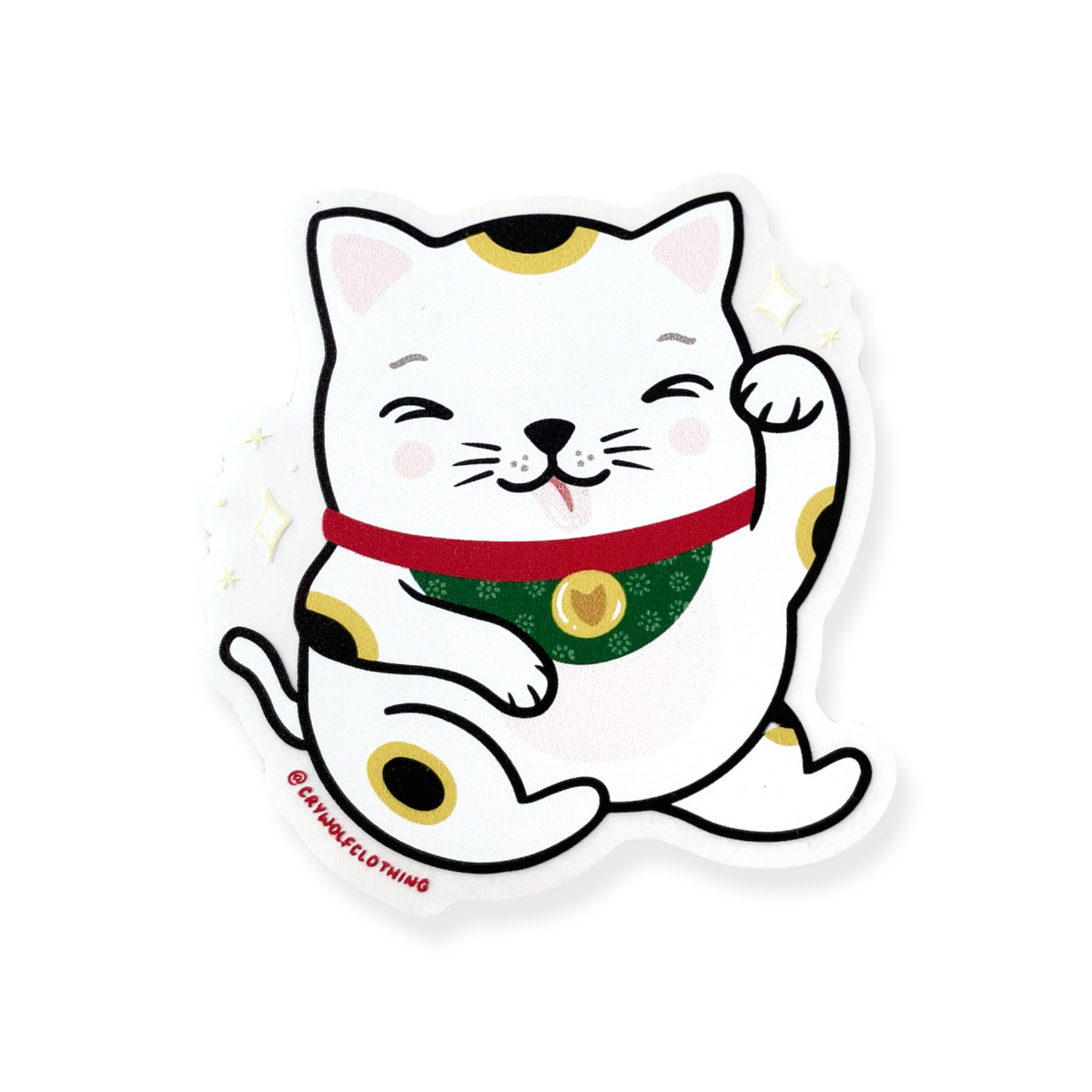 White Maneki Sticker | fun, affordable, cute | Crywolf