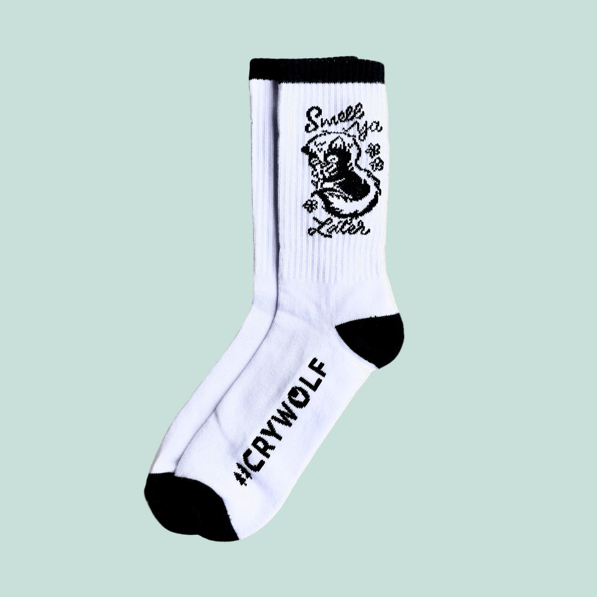 Smell Ya Later Skunk Socks | fun, affordable, cute | Crywolf